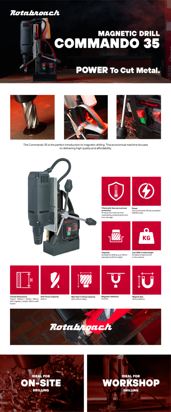 Rotabroach Magnetic Drill Commando 35 - Tackly Hardware & Machinery Sdn Bhd